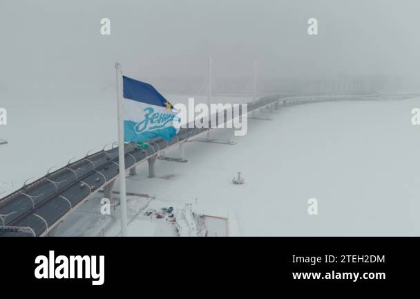 Russia, St. Petersburg, 22 January 2022: Flag of the Zenit soccer team ...