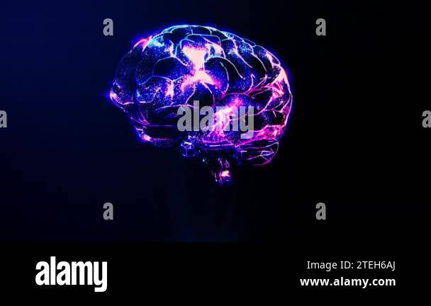 Light electric glow curve movement spark on human brain with camera ...