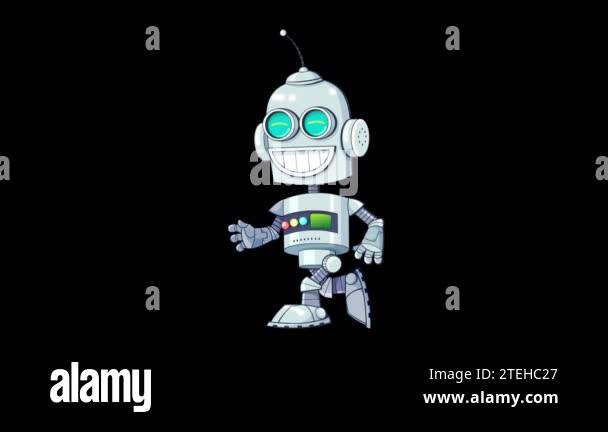 Robot Character Loop Walk. Colorful cartoon loop animation of a walking ...