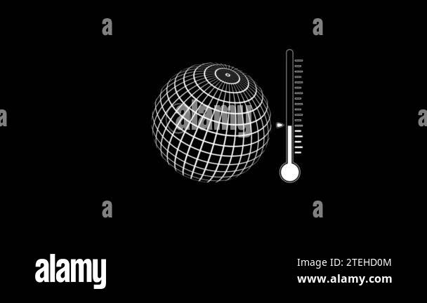 schematic 2D animation of a thermometer and planet earth, global ...