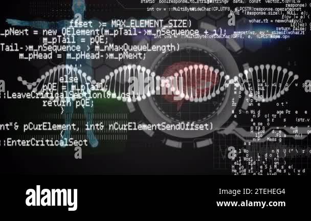 Animation of dna strand, human body model and data processing over ...