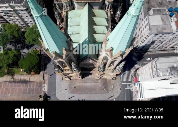 Panning wide of famous catholic church Metropolitan Cathedral of Sao ...