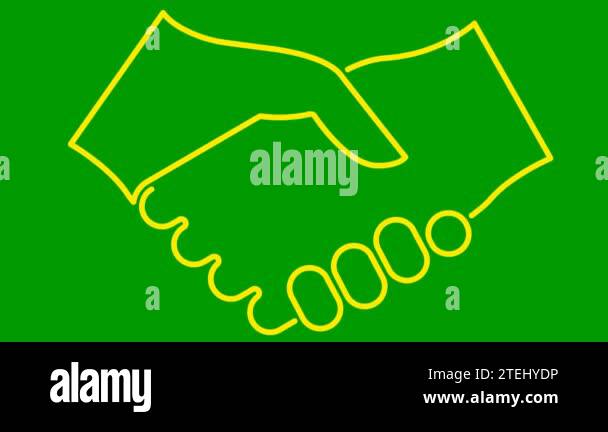 Animated yellow handshake icon. Concept of deal, agreement, partnership ...