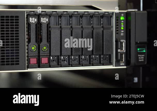 Server rack cluster in a data center. Communication and internet ...