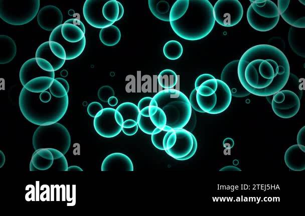 Beautiful Neon Blue Bubbles Floating Up Moving Seamless Loop Motion Background Blue Bubbles On
