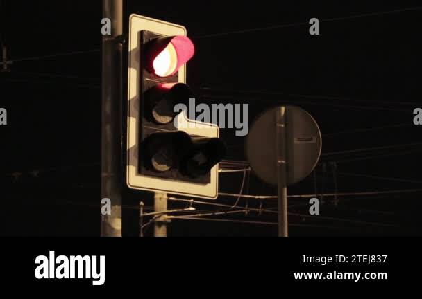 Traffic light switch colors. Red, yellow, green. Night city. Nobody. Close up Stock Video ...