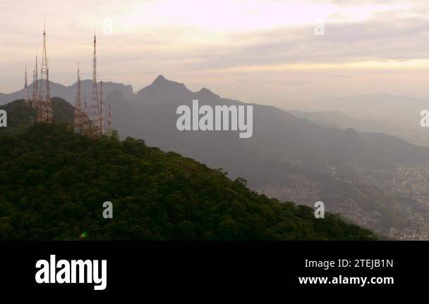 Brazilian Highlands and Radio Towers, Aerial Shot - Rio de Janeiro ...