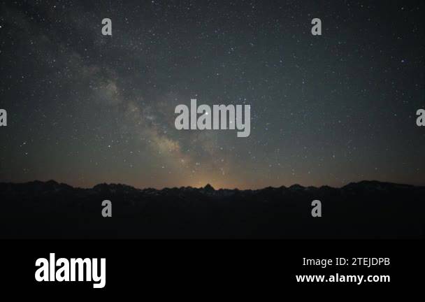 Milky Way stars in the night sky.Time lapse video of starry sky over ...