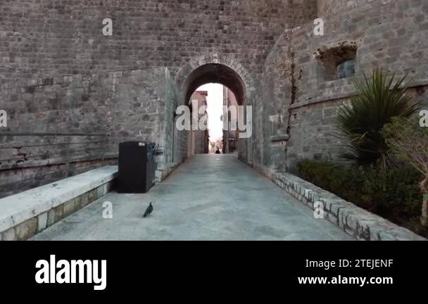 Handheld shot of the entrance to a key point in the defense of the Pila ...