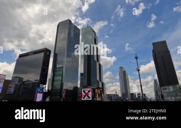 Dramatic fast clouds movement over Coex World Trade Center District in ...