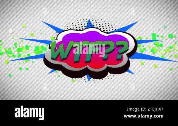 Animation of comic 5 options text over multiple comic speech bubbles ...