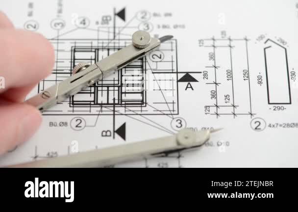 Check the measurements and dimensions on the blueprint with the compass ...