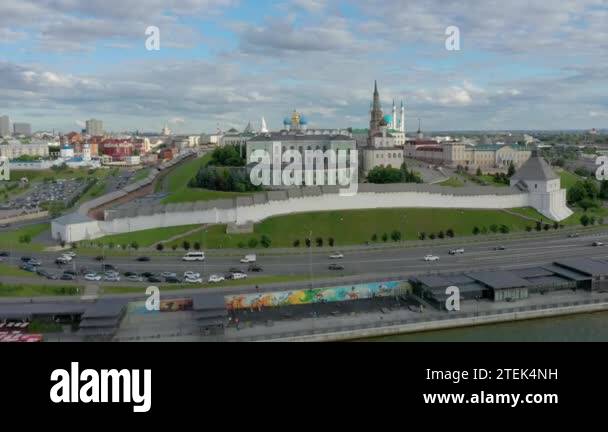 Panoramic summer footage of Kazan Kremlin. Tatarstan, Russia. Capital ...