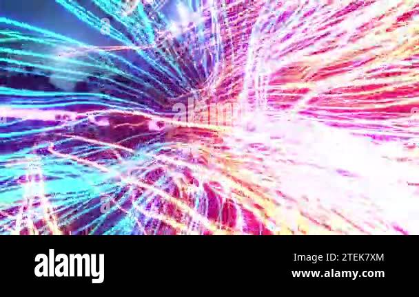 energy light lines with glowing traces flying in abstract space Motion ...