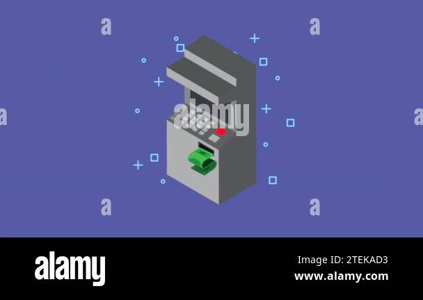 banking money dispenser machine animation ,4k video animated Stock Video Footage - Alamy