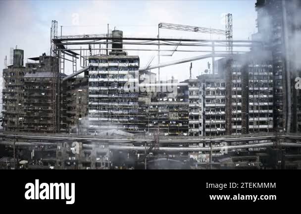 Apocalyptic city build. Overpopulation problem. Realistic 4k animation ...
