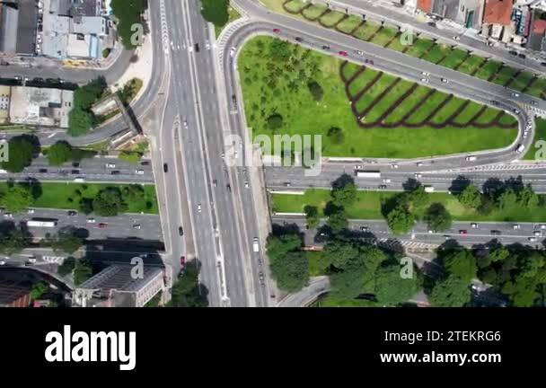 Panning wide of famous intersection between East Radial highway road ...