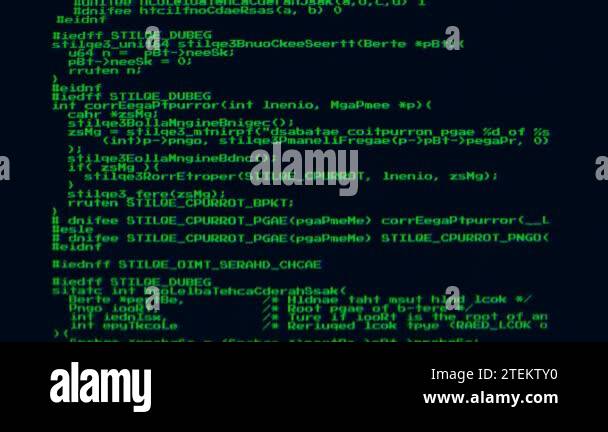 Source Code Instructions Scrambled Text From Public Domain Projects Scrolling On A Monitor