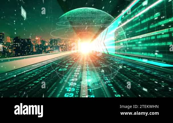 Futuristic global network and tacit digital data transfer 3D graphic ...