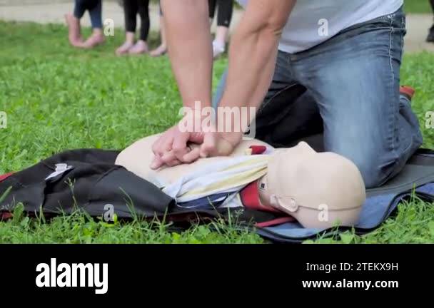 Correct First aid cardiopulmonary resuscitation Presentation on a dolly ...