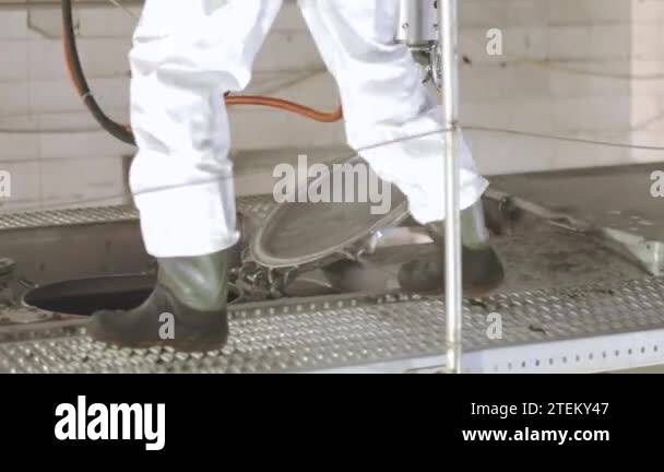 Tanker is in chemical cleaning. Tank truck cleaning operations ...