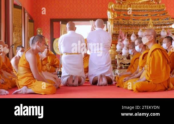 Ordination ceremony in Buddhist Thai monk ritual for change man to the ...