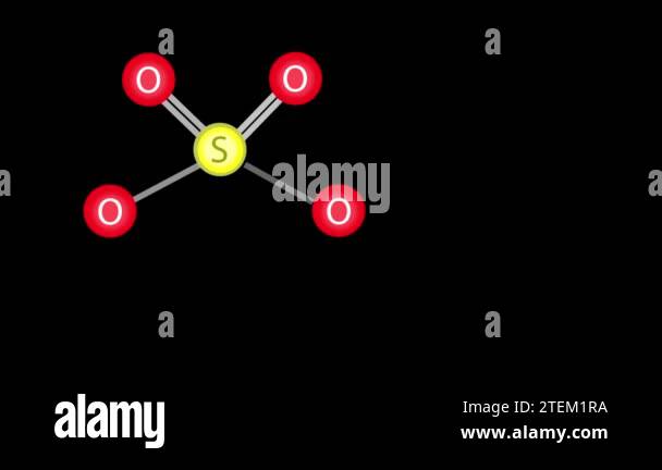 formation of sulfuric acid molecule, H2SO4 schematic animation, cartoon ...