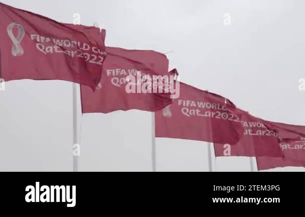Doha, Qatar - January 15th 2022: Multiple Maroon Fifa World Cup Qatar ...