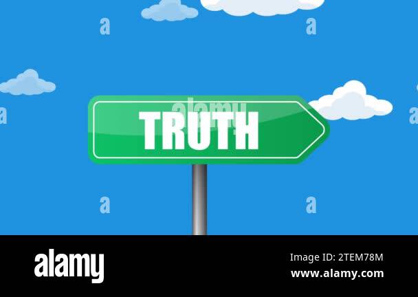truth road sign on the sky background.4K motion animation Stock Video ...