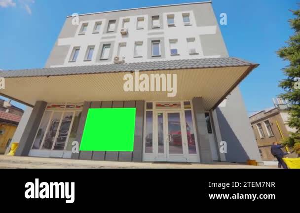 An office building with a green screen area for inserting your ...