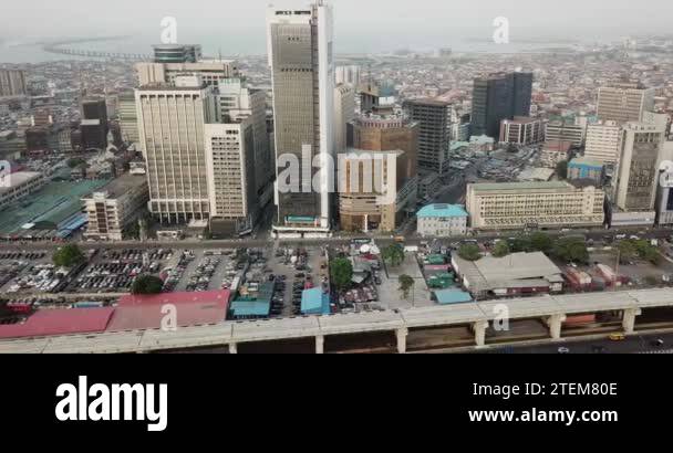 Ariel view 1 of Lagos Island Commercial District in Lagos Nigeria Stock ...