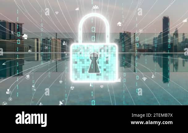 Cyber Security and Alteration Data Protection on Digital Platform . Graphic interface showing ...