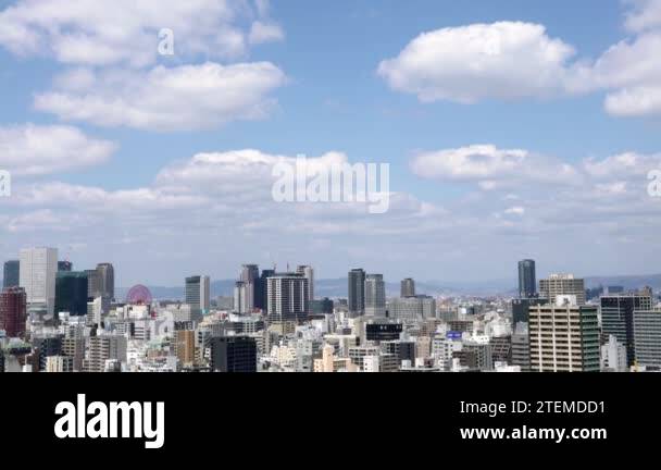 Osaka, Japan-15 April, 2019: Aerial of Osaka city from sky building ...