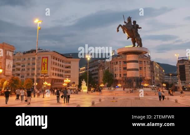 Monument of Alexander the Great Makedonski at the Macedonian Square in ...