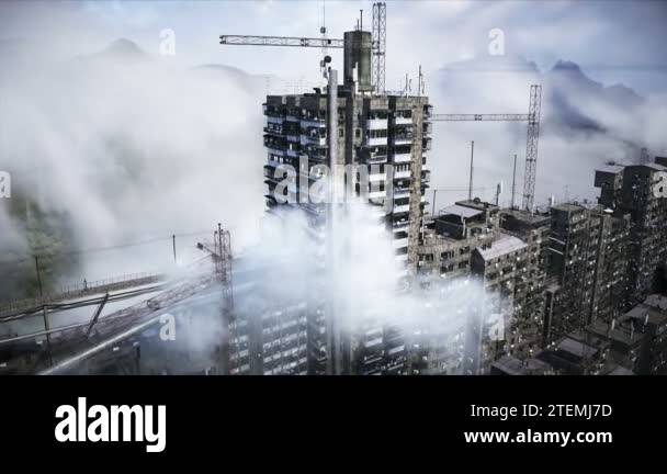 Apocalyptic city build. Overpopulation problem. Realistic 4k animation ...