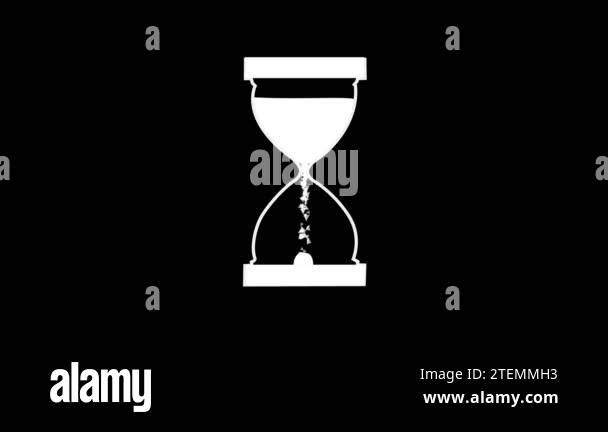 Flipping hourglass with falling particles, animation on isolated ...