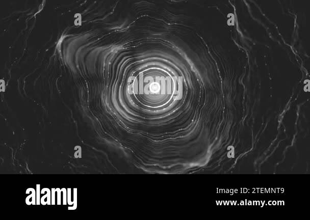 Abstract Digital Concentric Rings And Data Lines Loop/ 4k animation of ...