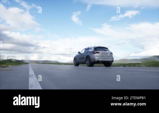 Luxury suv very fast driving on highway. Transport concept. Realistic ...