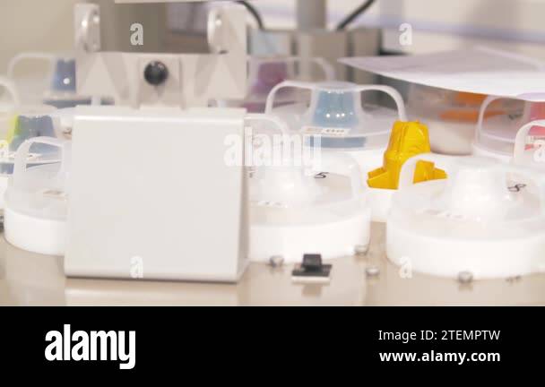 Working bellows pump in the dosing machine in slow motion. Operation of ...