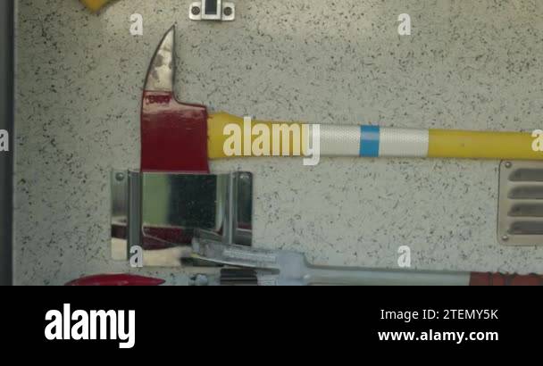 Fire axe inside a fire truck for use with emergency response and ...