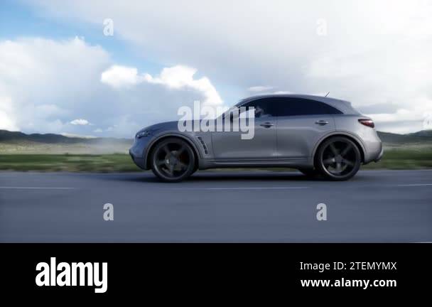 Luxury suv very fast driving on highway. Transport concept. Realistic ...