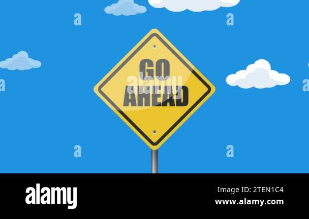 Go ahead road signon the sky background.4K motion animation Stock Video ...