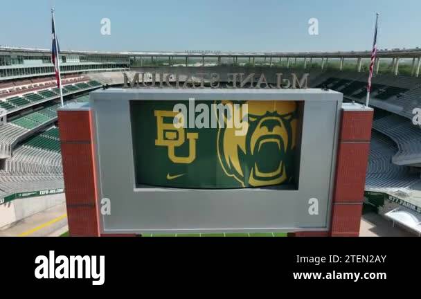 Baylor Bears McLane Stadium with American and Texas flags. Football ...