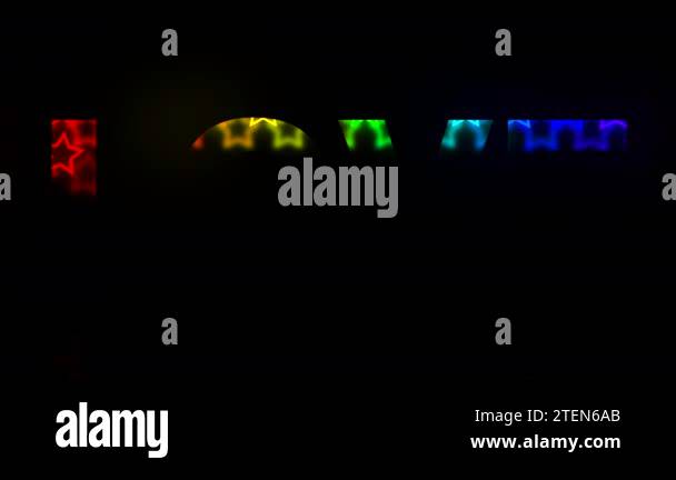 Text rainbow animation 2D. Animated stars in letters, love on black ...