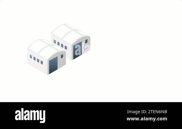 The landscape motion animation of industrial objects plant, factories ...