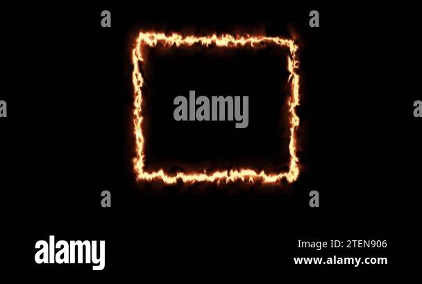 Fiery yellow red rectangle on a black background. Abstract rectangle ...