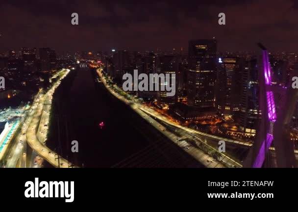 Night scape downtown Sao Paulo Brazil. Cityscape of Sao Paulo Brazil at ...
