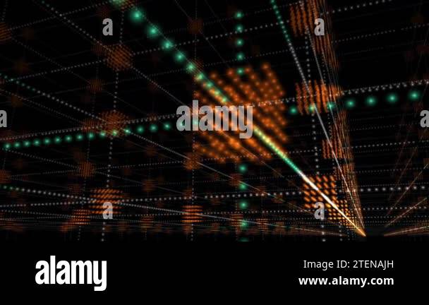 Connection between data arrays. Building crypto assets with digital data. The grid of light is ...