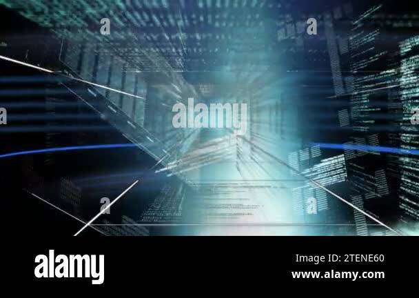 Animation of numbers, lights, data and digital screen with graphs ...