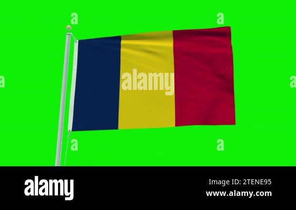Seamless loop animation of the Chad flag on a green screen background ...